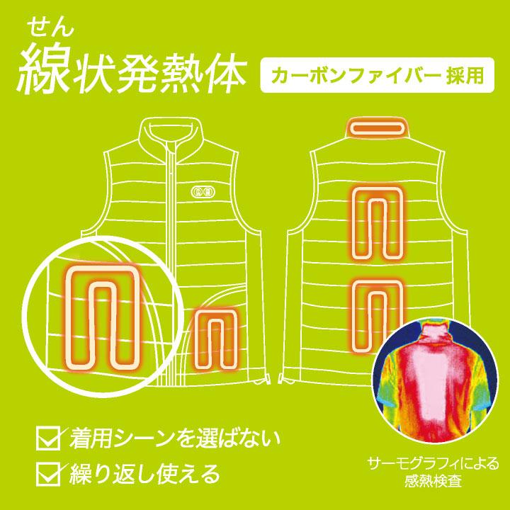 アタックベース 電熱ベスト バッテリー付 インナーベスト Vネック