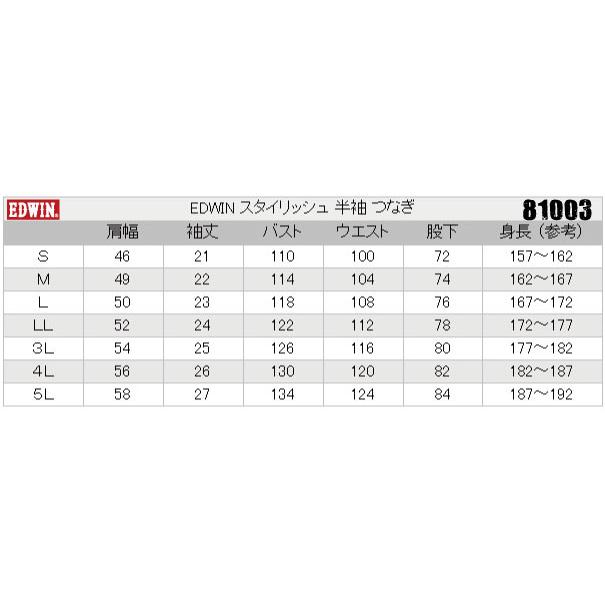 半袖つなぎ 半袖ツナギ エドウインオールインワン EDWIN ミニヘリンボン シャドーストライプつなぎ 春夏 エドウィン edwin-81003 :edwin-81003:作業服・空調服・医療 ...