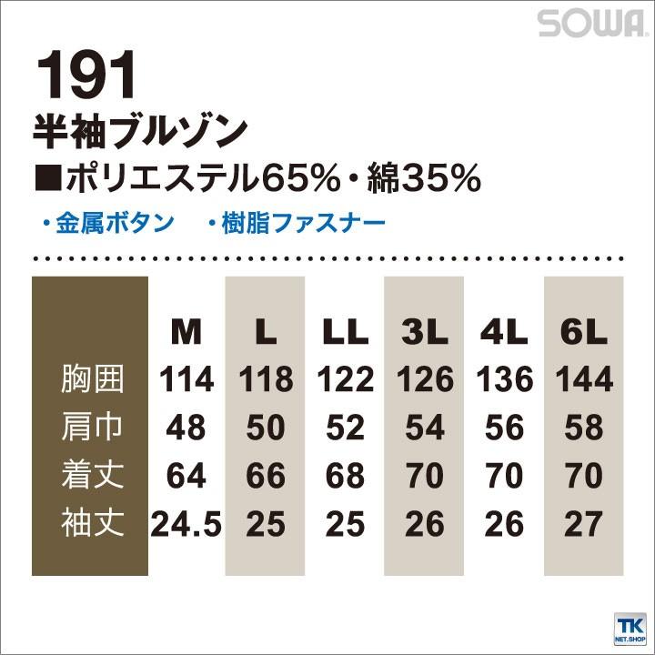 SOWA 作業服 作業着 半袖ブルゾン 春夏 ワークウェア 作業ジャンパー 吸汗速乾加工 半袖 ジャケット sw-191 : 作業服・空調服 ...