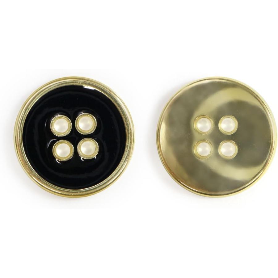 きらきらぷんぷん丸 メタルボタン 四つ穴ボタン 金 黒 ボタン 金属 メタル 飾りボタン 手芸 8個入り B-1017 : あんしんや - 通販 - Yahoo!ショッピング