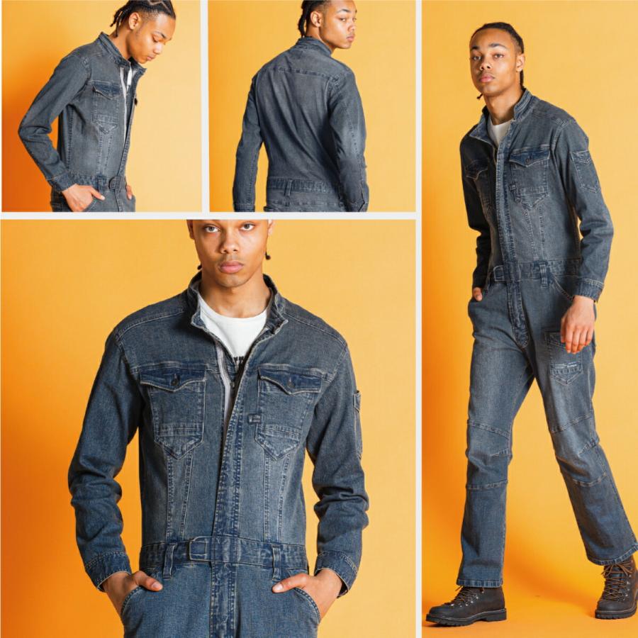 作業着 ストレッチ 3D オーバーオール つなぎ デニム 長袖 年間 動きやすい アイズフロンティア 7264 :7264:ワークウェイ - 通販 - Yahoo!ショッピング