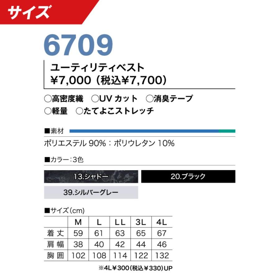 村上被服 ベスト HOOH 鳳凰 ユーティリティベスト 6709 作業着 作業服 12個の収納ポケット付き UVカット ストレッチ 止水ファスナー チョッキ 4L : 作業服の専門店 ワーク ...