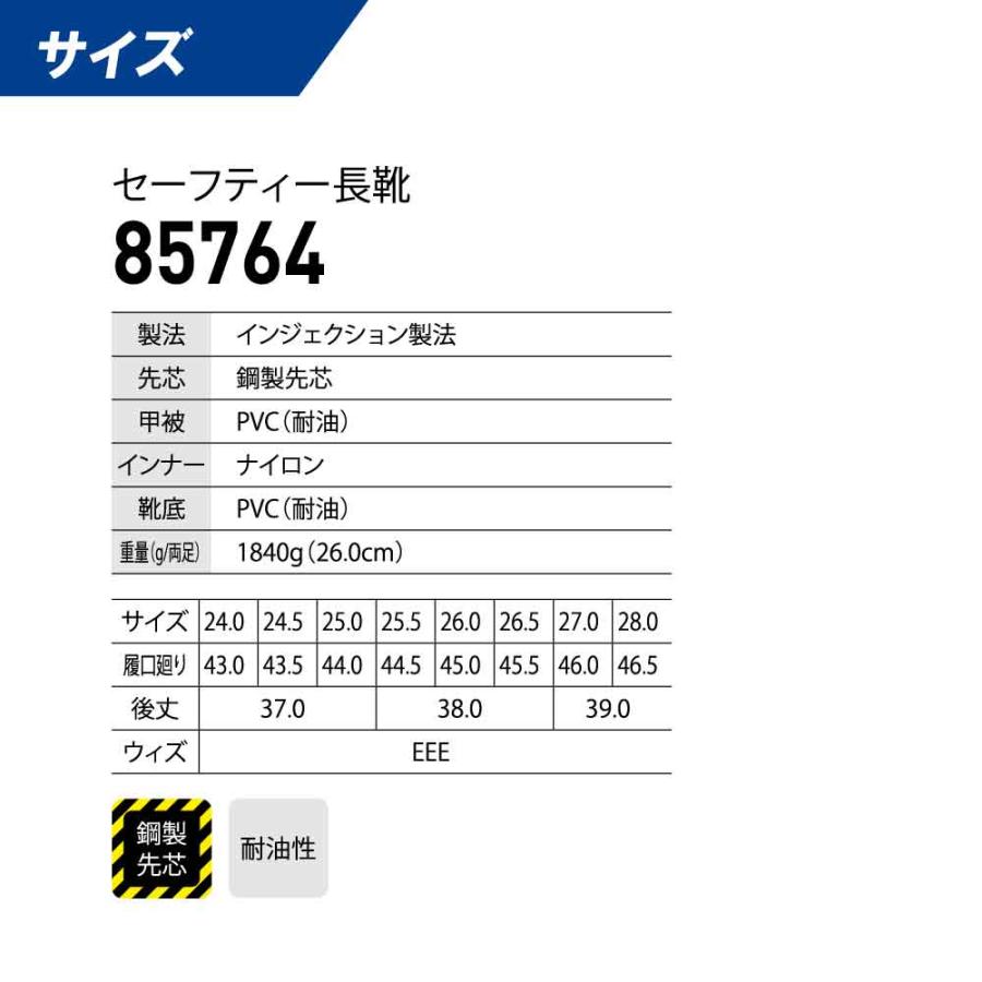ジーベック 長靴 XEBEC セーフティー長靴 85764 安全靴 先芯あり ユニセックス 通年 オールシーズン グレー ブルー グリーン ブラック 24.0cm-28.0cm EEE 3E ...