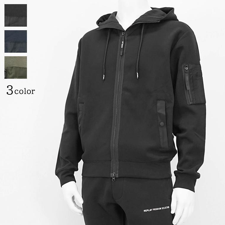 REPLAY（リプレイ） メンズ ジップアップパーカー M6964 23655 ブラック 098 ネイビー 067 カーキ 759 24aw ...