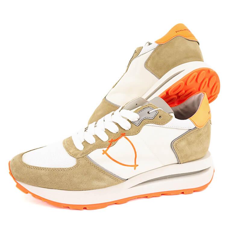PHILIPPE MODEL フィリップモデル メンズ スニーカー TROPEZ HAUTE LOW MAN MONDIAL NEON TKLU WN02 ホワイト ネオンオレンジ BLANC ...