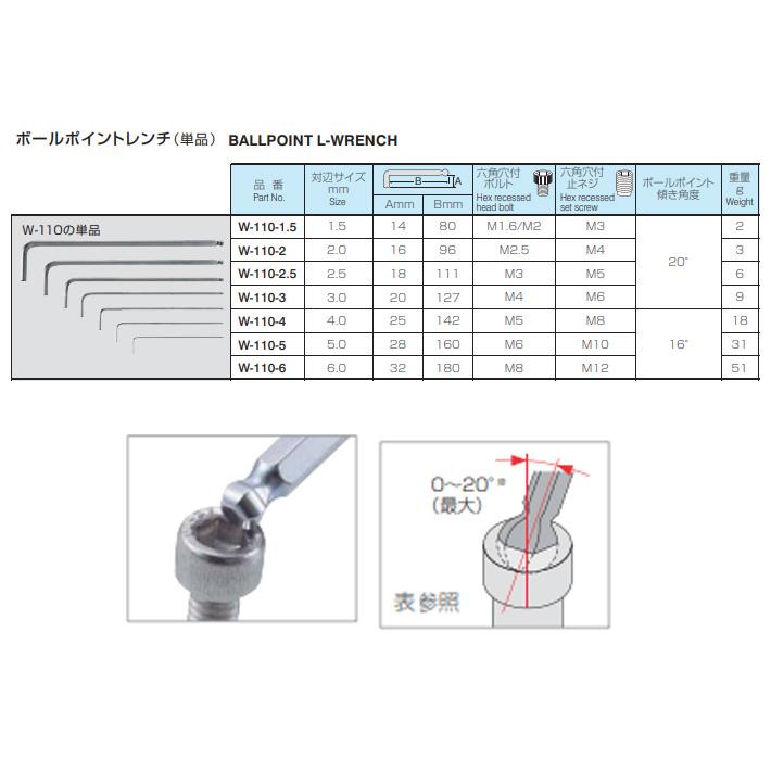ホーザン W-110-2.5 ボールポイントレンチ(単品) : hoz-o-w-110-25 : ワールドサイクル - 通販 - Yahoo!ショッピング