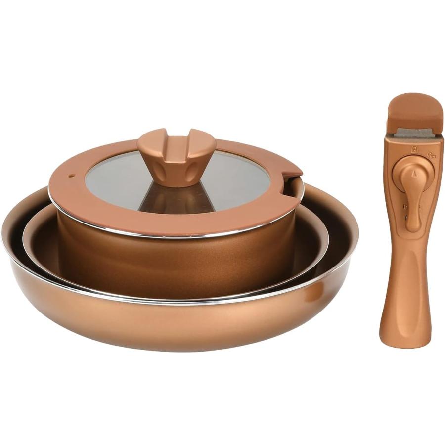 VISIONS パール金属 ヴィジョン フライパン 鍋 5点 セット ゴールドコーティング 取っ手の取れる CP-8725 【IH対応 オーブン対応 ガス火 売れ筋】 : outletshop ...