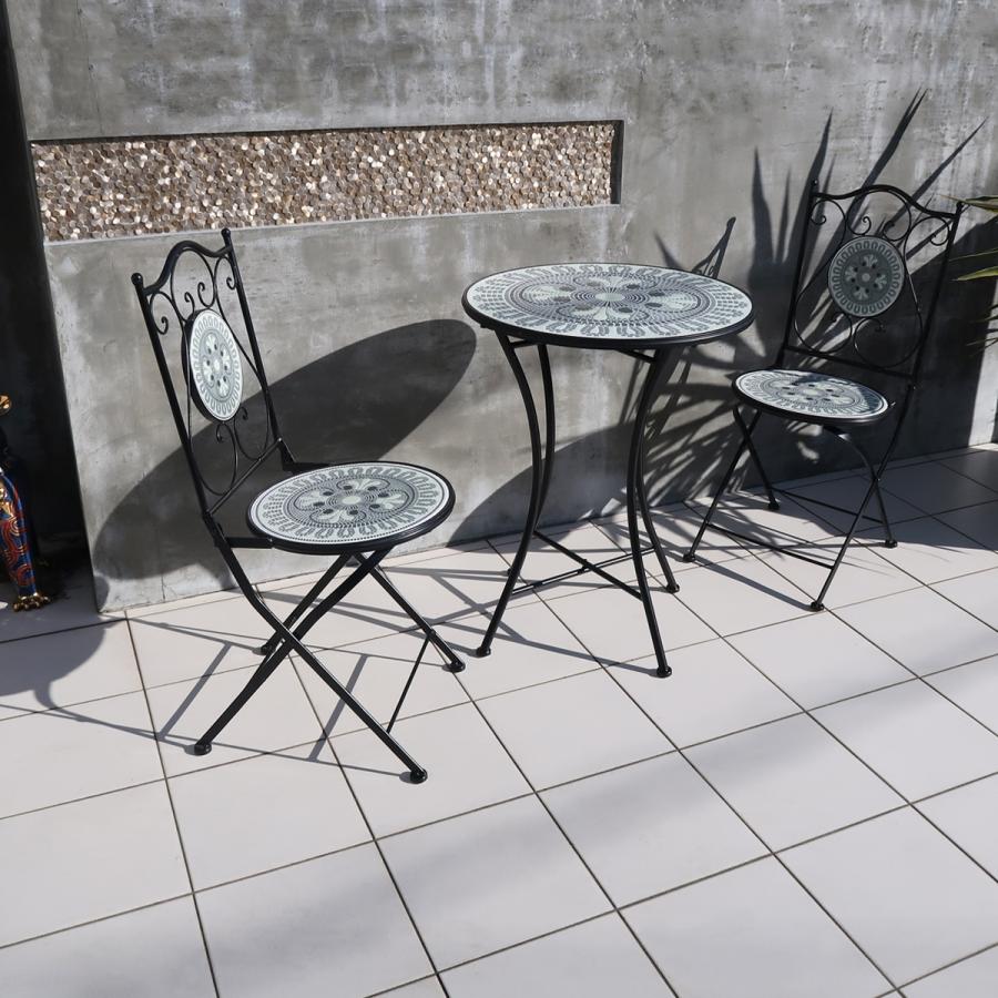 ガーデン テーブル セット 北欧 モザイクタイル 60Φ 3点セット 高級 カフェ風 海外 ガーデンファニチャー エクステリア ホテルライク GCT-05 : 57631426 ...