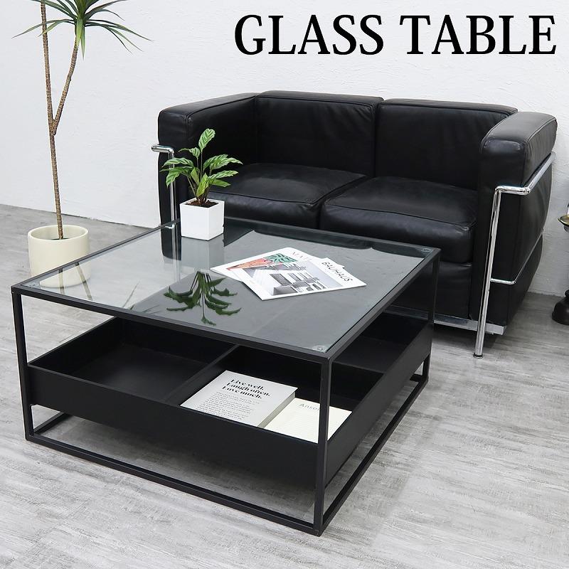 センターテーブル ガラステーブル スクエア サイドテーブル ローテーブル 高級 収納付き 棚 机 ガラス モダン 北欧 インダストリアル 直径80cm CT-06L : WORLDNETヤフー ...