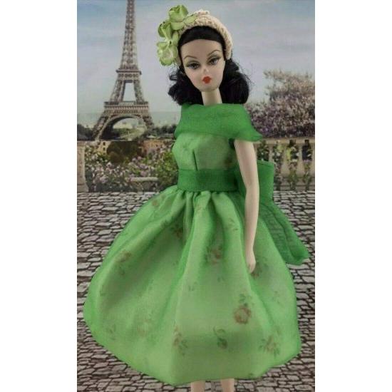 Barbie バービー Silkstone ReproductionとVintage Dollの手作り服モダンアートグリーンにぴったり ...