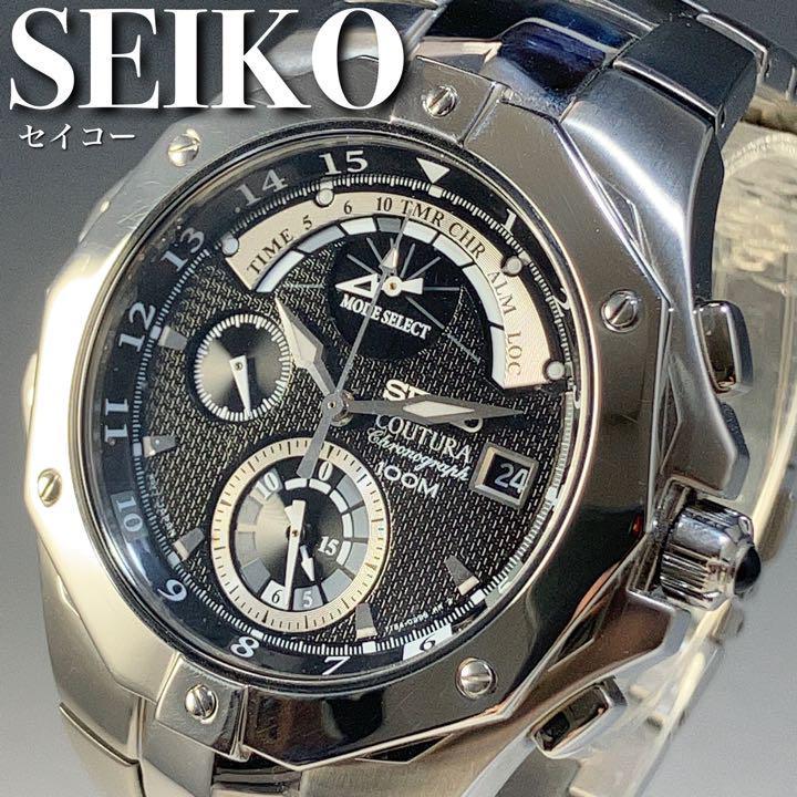 SEIKO 海外限定 定価595USD セイコー コーチュラ エコドライブ クロノグラフ メンズ腕時計 男性用プレゼント 日本未発売 30代 ...