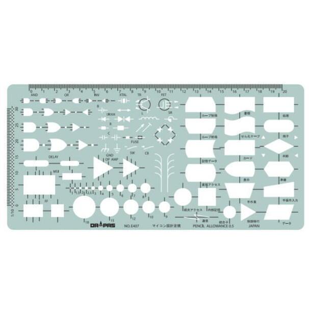 DRAPAS ドラパス テンプレート E型 マイコン設計定規 No.31-E407 : 31-e407 : Office WOW！ - 通販 - Yahoo!ショッピング