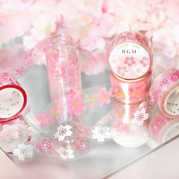 BGM クリアテープ 透明 PET BGM ビージーエム スペシャル 桜・初桜 BM-CSA001 20mmx5m : シモジマラッピング ...