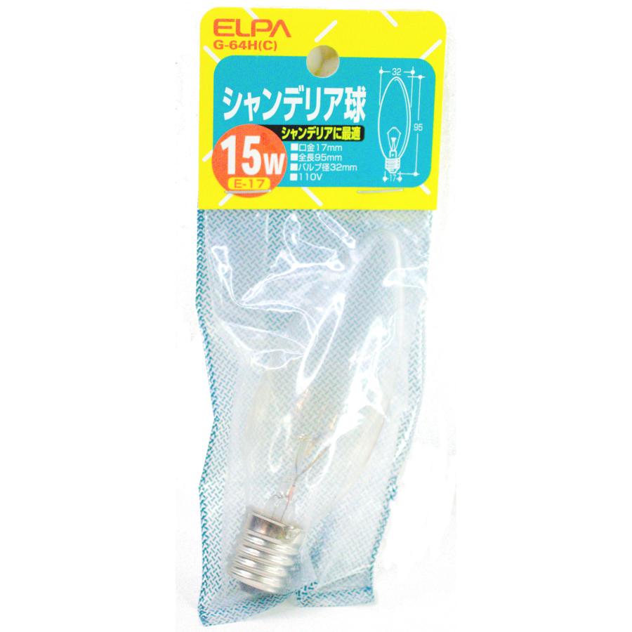 ELPA シャンデリア球 G-64H(C) 15W E-17 :65:WRS - 通販 - Yahoo!ショッピング