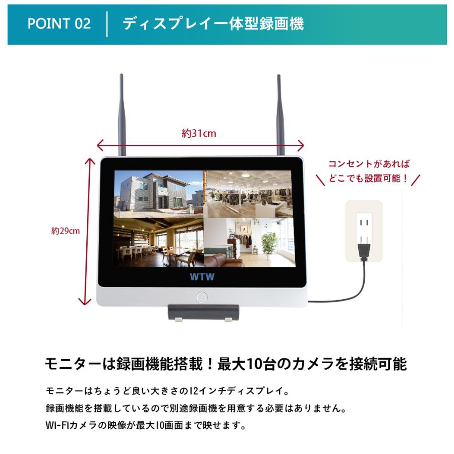 防犯カメラ 屋外 監視カメラ セット 家庭用 wifi ワイヤレス 1〜10台 モニター 一体型 Par :xpoe-4set-2:WTW 塚本無線 - 通販 - Yahoo!ショッピング