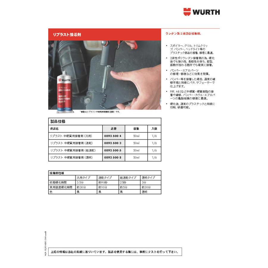 ウルト(WURTH) プラスチック接着剤 リプラストウレタン系2液混合接着剤 汎用 50ML : ウルトジャパン株式会社 - 通販 ...