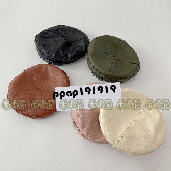 帽子 ベレー帽 バスクベレー フェイクレザー PU帽子 キッズ ベビー 子供 子ども ぼうし 頭部保護 おしゃれ カワイイ 子供帽子 円型 丸形 男の子 女の子 5色 : mz1-lxh ...