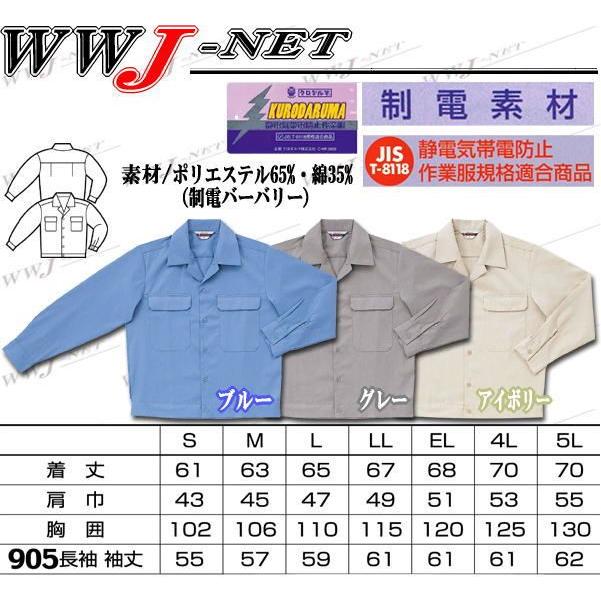 クロダルマ 作業服 作業着 JIS T-8118適合 帯電防止 長袖ブルゾン 春夏物 kd905 : WWJ-NET - 通販 - Yahoo!ショッピング