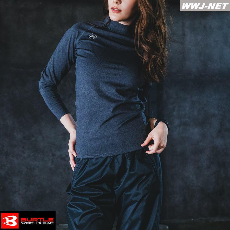 カジュアル BURTLE WORKWEAR 4103 裏起毛 ホットTシャツ 長袖 ストレッチ ハイネック モックネック 男女 作業服 作業着 秋冬物 kk4103 バートル ...
