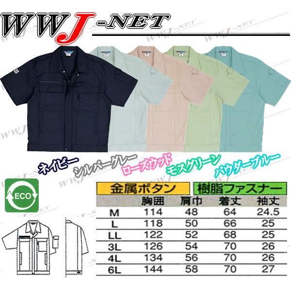 SOWA 作業服 作業着 高制電 JIS T8118適合 ECO エコ 半袖ブルゾン 421 春夏物 sw421 桑和 : WWJ-NET ...