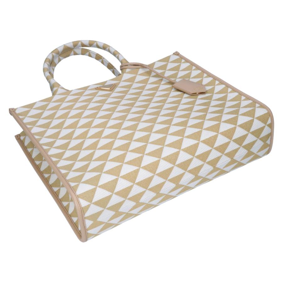 PRADA 【並行輸入品】 プラダ トートバッグ TRIANGOLO JACQU シンボル エンブロイダリー ラージ 1BA356 2FKL OOM ベージュ : テザーレブランドショップ ...