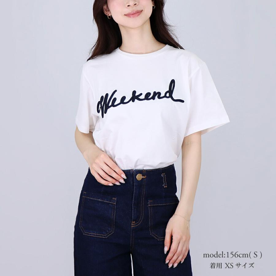 MAXMARA WEEKEND LINE マックスマーラウィークエンド レディース 半袖 Tシャツ ロゴ OLGA 5971045206004 BIANCA SCRITTA BLUE ...