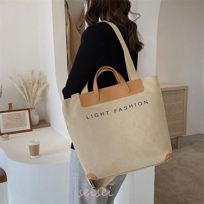 トートバッグ ショルダーバッグ カバン レディース 無地 プリント 切り替え A4 通勤バッグ 通学 旅行 布 シンプル 肩掛け かわいい ビジネス カジュアル 軽量 : sbag039 ...