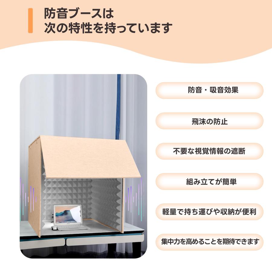 防音ボックス テレワークリモートワーク 簡易防音室 卓上吸音ボックス 防音室 マイク 防音 吸音材 吸音研究所 防音ブース 防音材 防音パネル 自宅 天板付き :p210066655022 ...