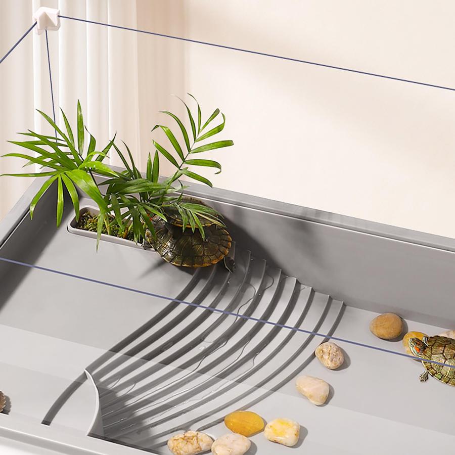 亀の水槽 大きい カメ 水槽 水槽 亀用水族館 爬虫類 飼育ケース 両生類用ボックス カメ生息地 飼育容器 亀の楽園 付き 排水孔 階段 エサ皿 脱走防止 手入れ簡単 ...