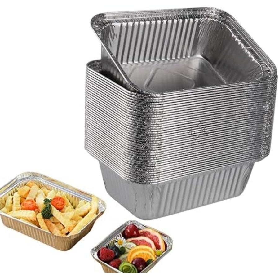 アルミ容器 使い捨てアルミ鍋 アルミバーベキュープレート 使い捨て皿 使い捨て鍋ト 使い捨て容器 100個 直火 四角型 高温に耐える 魚焼きバーベキュー キャンプ : xixi68 - 通販 ...
