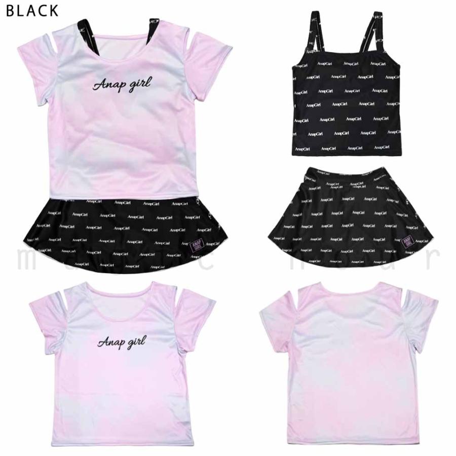 ANAP GiRL ガールズ 水着 女の子 タンキニ セパレート スイムウェア 3点 セット アナップ T付き 子供 ジュニア ブランド お洒落 140 150 160 cm 黒 ピンク ...