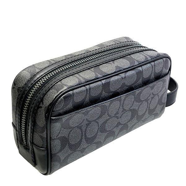 COACH 送料無料 コーチ 2515 ポーチ メンズ セカンドバッグ シグネチャー スモール トラベルキット QBMI5 チャコール× ...