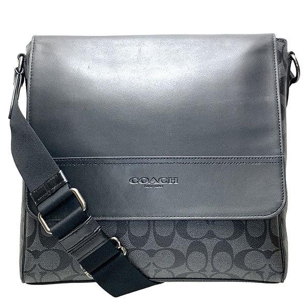 COACH 送料無料 コーチ 573 バッグ メンズ ショルダーバッグ シグネチャー ヒューストン マップ QBMI5 チャコール×ブラック ...