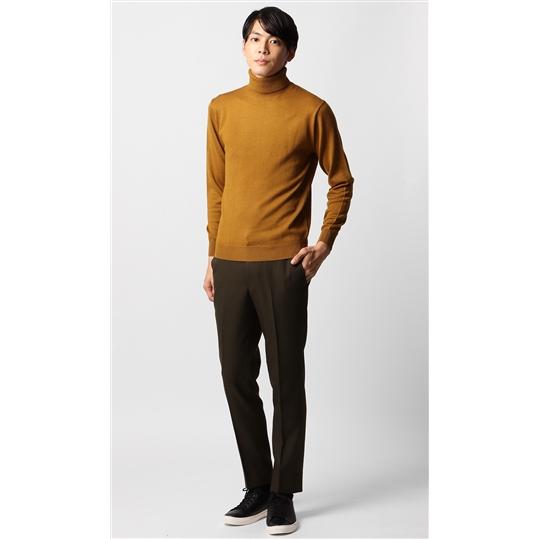 AOYAMA 【洋服の青山】裾上げ済み スラックス メンズ スリム 秋冬用 ブラウン ノータック ウエストゴム 洗える ウォッシャブル 動きやすい ストレッチ 乾燥機OK 73cm : 洋服の ...