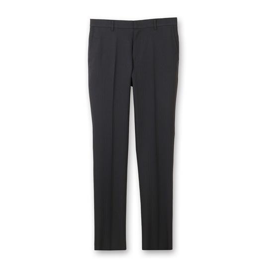 AOYAMA 【洋服の青山】スラックス メンズ スリム 秋冬用 ネイビー 紺 ストライプ柄 ノータック 73cm ウールルック 洗える ウォッシャブル 動きやすい ストレッチ 仕事 : 洋服の ...