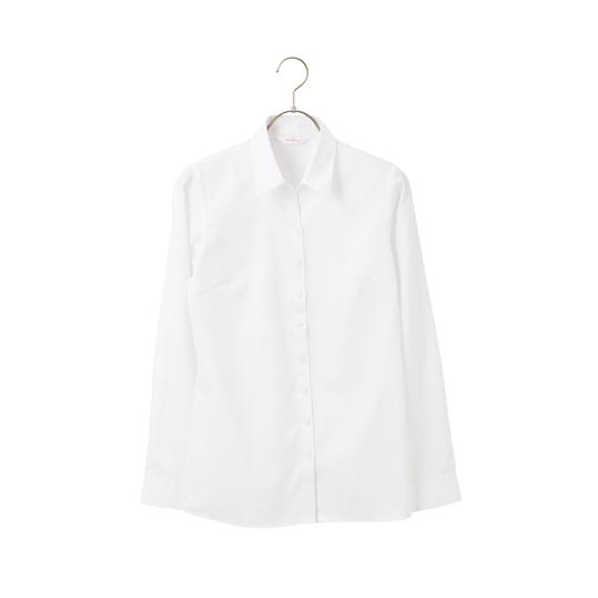AOYAMA 【洋服の青山】ブラウス シャツ レディース スキッパーカラー 2WAY 細身体 スリム ホワイト ビジネス 形態安定 ストレッチ 透け軽減 事務服 n-line Precious ...