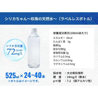 ふるさと納税 玖珠町 シリカ天然水 525ml×40本 (シリカちゃん)ラベルレス 水 : Yahoo!ふるさと納税 - 通販 - Yahoo!ショッピング