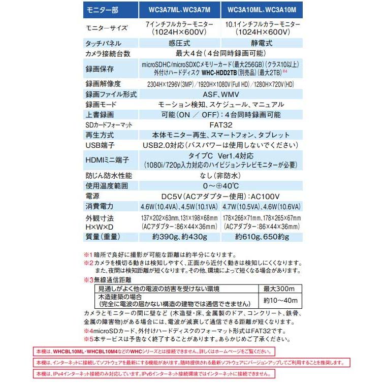 防犯カメラ 10.1インチモニター マスプロ WC3A10M モニター＆カメラセット ワイヤレスカメラセット : 家電と住宅設備のジュプロ - 通販 - Yahoo!ショッピング