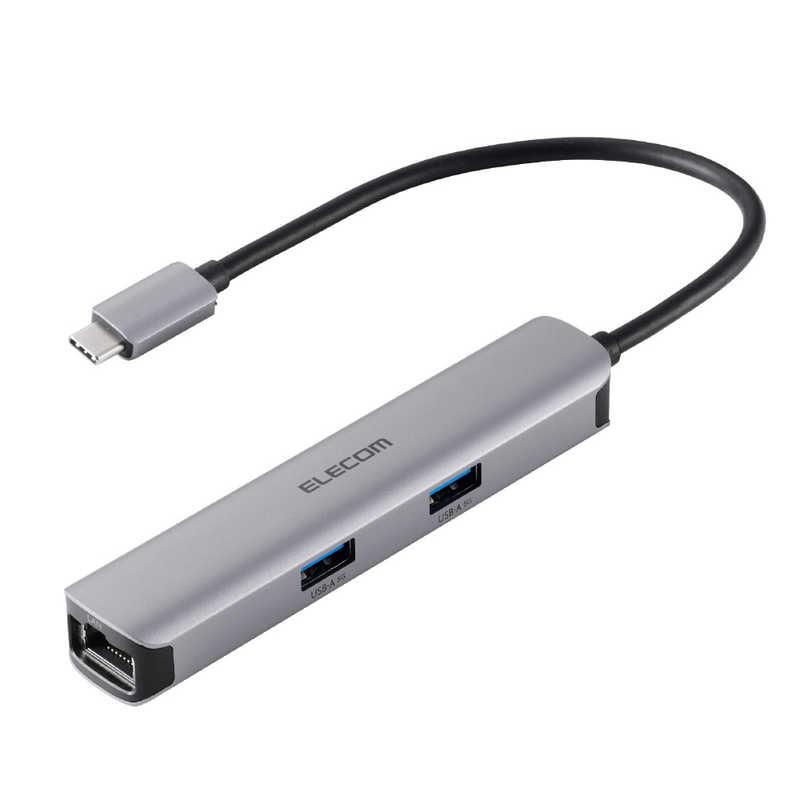 エレコム ELECOM ドッキングステーション 5-in-1 USB-C ハブ HDMI 4K/60Hz USB-A×3 LAN ケーブル一体18cm アルミ筐体 シルバー DST ...