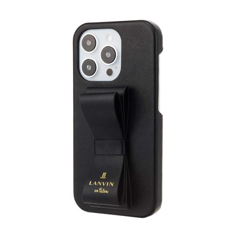 LANVIN ランバン Slim Wrap Case Stand & Ring Ribbon for iPhone 14 Pro [ Black ] en Bleu ...