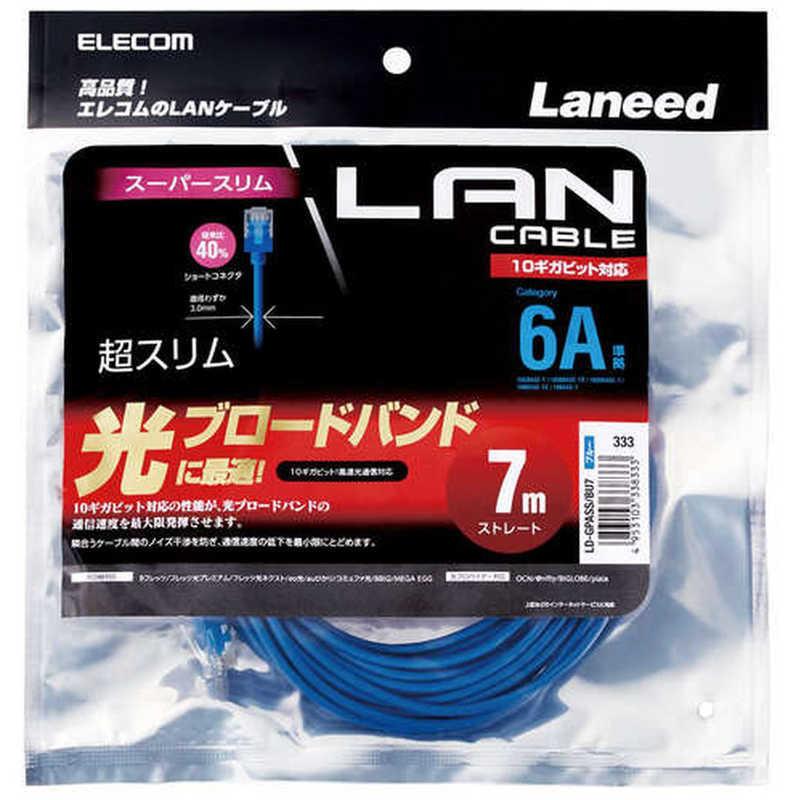 ELECOM エレコム ELECOM CAT6A LANケーブル スーパースリム(7m・ブルー) LD-GPASS/BU7 : コジマYahoo!店 - 通販 - Yahoo!ショッピング