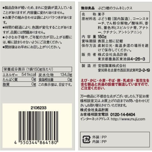 無印良品 大袋 ぶどう糖のラムネミックス 150g 1セット（2袋） 良品計画【個包装】 :EP59641:LOHACO Yahoo!店 - 通販 - Yahoo!ショッピング