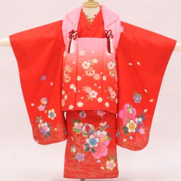 七五三 3歳 【販売 】【中古】着物フルセット 赤 可愛い桜と手まり 髪飾りと着付け小物付き : 舞衣夢 - 通販 - Yahoo!ショッピング