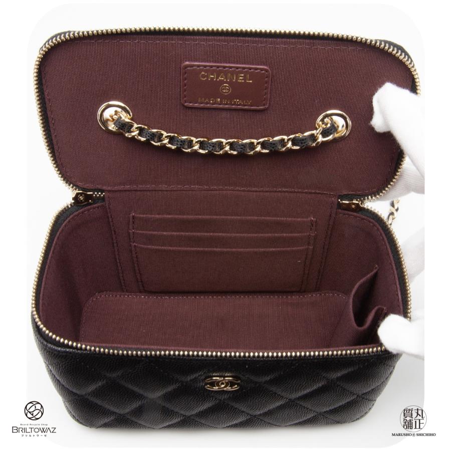 マトラッセ 【直営買付】シャネル 2022クルーズ クラシック チェーンヴァニティ AP1341 黒/ゴールド キャビア ショルダー ...