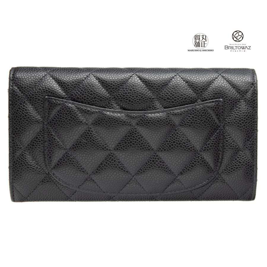 CHANEL シャネル 2022年 クラシック ロングフラップウォレット AP0241 黒 キャビアスキン/ゴールド金具 マトラッセ 二つ折り ...