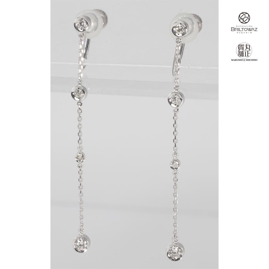 Ponte Vecchio ポンテヴェキオ K18WG 4連 ダイヤモンド イヤリング 0.10ct ロング ホワイトゴールド レディース PonteVecchio 美品 4月 誕生石 ...