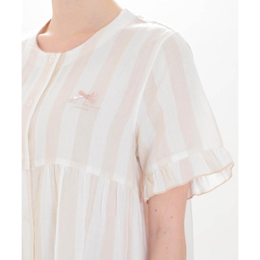 Narue ナルエー公式 パジャマ ルームウェア レディース 春 夏 涼しい 綿100% ブルー ピンク ベージュ M L ダブルガーゼストライプワンピース 24-42002 : ナルエー公式 ...