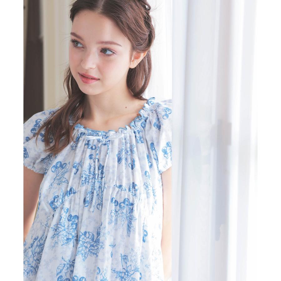 Narue ナルエー公式 パジャマ ルームウェア レディース 春 夏 綿100% ピンク ライトピンク ブルー M L コットンダブルガーゼトワルドスリーズワンピース 25-31002 ...