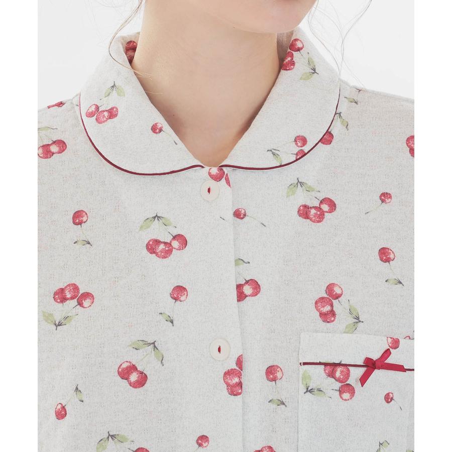 Narue ナルエー公式 パジャマ ルームウェア レディース 秋 冬 綿混 チェリー柄 あったか 暖かい 接結（綿入り）チェリーシャツパジャマ M L 24-82424 : ナルエー公式 ...
