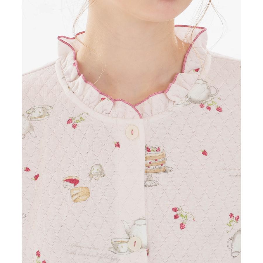 Narue ナルエー公式 パジャマ ルームウェア レディース 秋 冬 綿混 柄 あったか 暖かい 接結（綿入り）アフタヌーンティーフリルパジャマ M L 24-82427 : ナルエー公式 ...